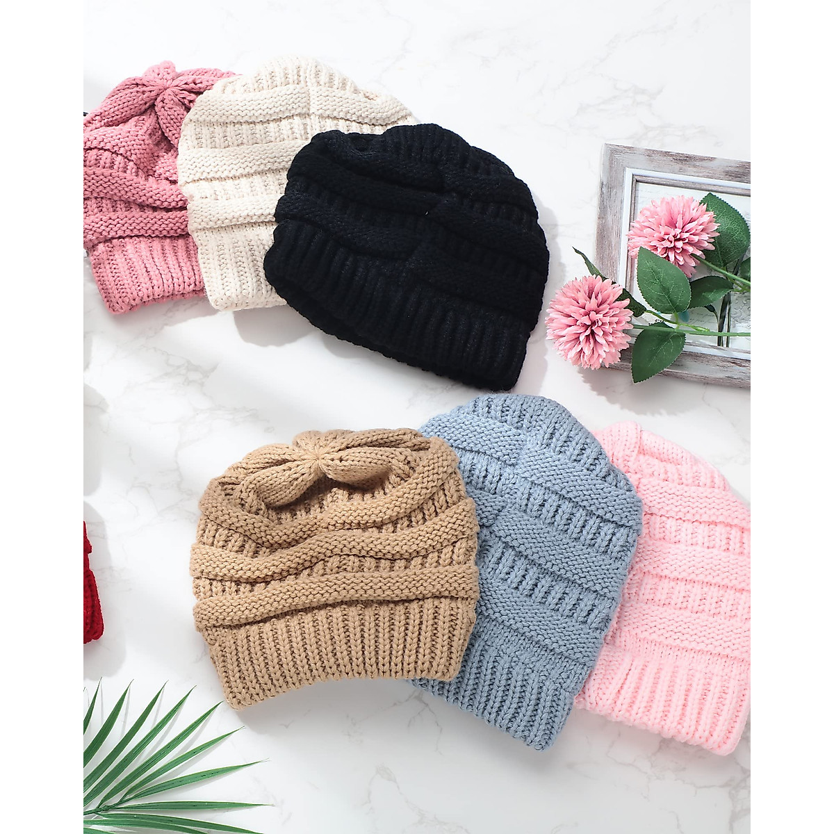 Foaincore 9 Pieces Slouchy Winter Hats for Women Knit Beanie Hats Warm Skull Caps Thick Winter Beanies
