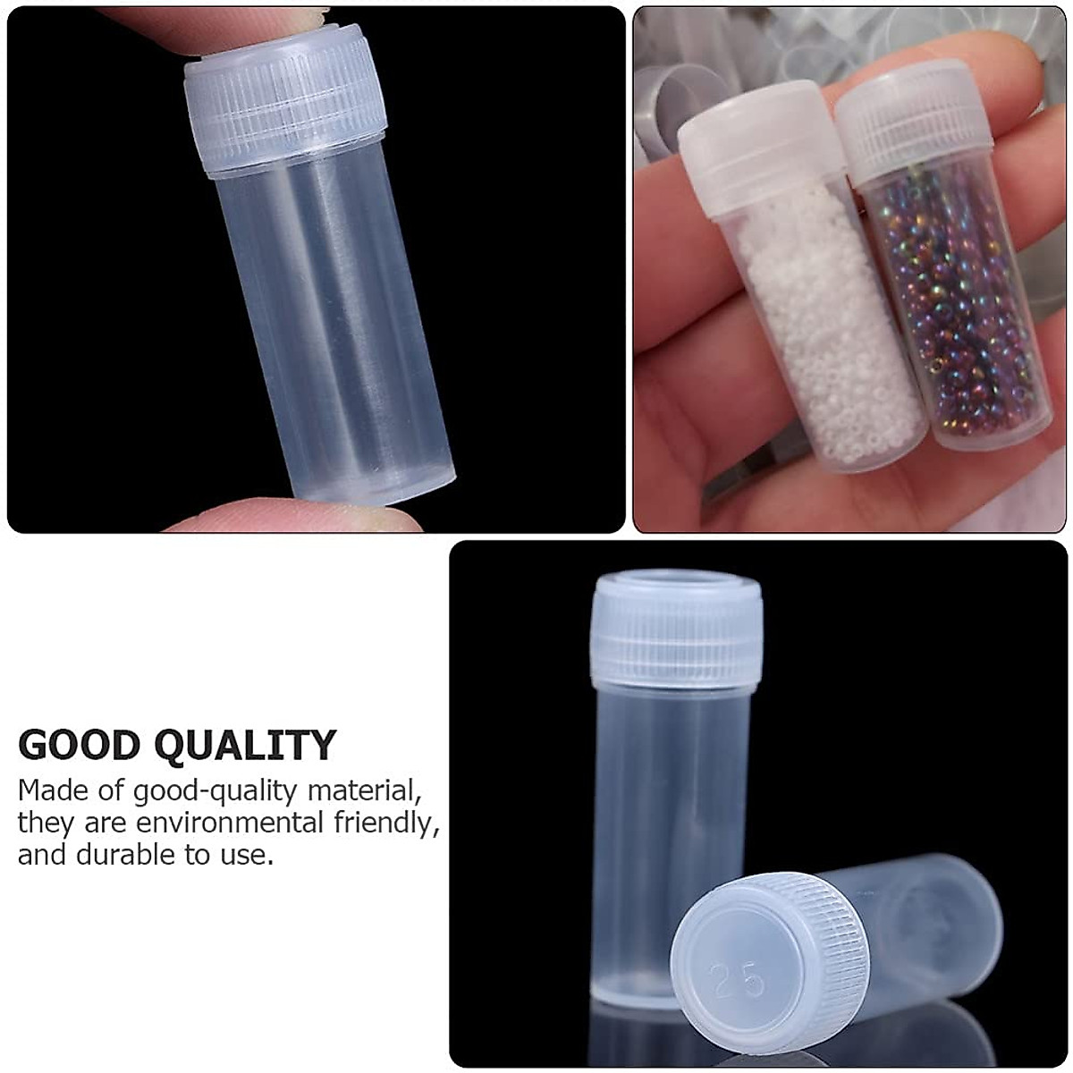 Hemobllo Medication Vials 5ml Plastic Bottles Small Vials Empty Sample Containers with Screw Caps Containers for All Your Pills, Tablets or Supplements (Transparent)