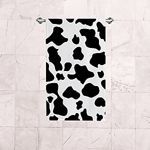Highly Absorbent Hand Towels,Cow Pattern Print Bath Towel with Single-Side Printing,Fingertip Towels for Bathroom,Kitchen,2 Pcs 30inch x 15inch