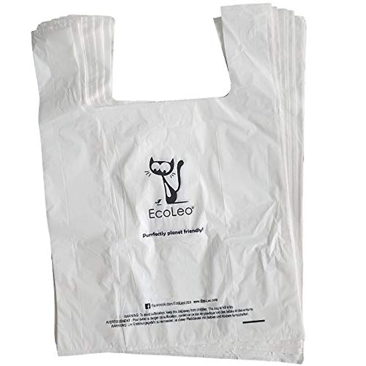 EcoLeo Liners, Litter-Robot 3 Compatible, Compostable New & Improved, Plastic-Free bags with Handles, Thick, for Automatic Litter Box Waste Drawers (50-Count)