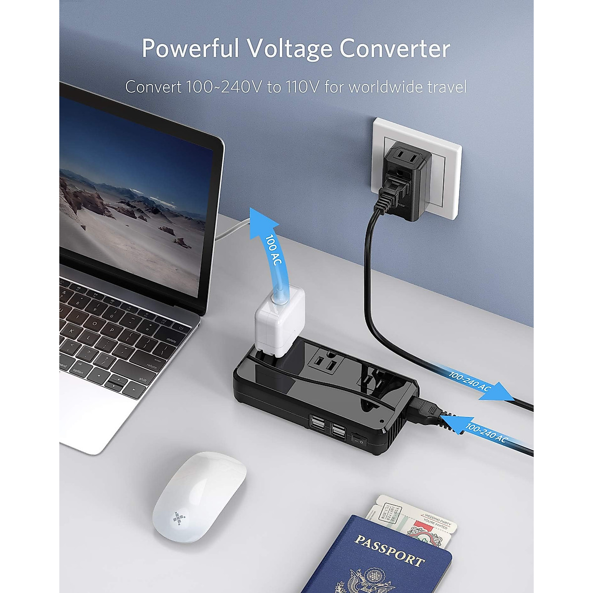 BESTEK Power Converter Adapter 220V to 110V Voltage Converter International Outlet Adapter with 6A 4 -Port USB Charging and UK/EU/AU/US Universal Travel Adapter(Black)