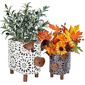 Farmhouse Metal Small Storage Basket Set For Kitchen or Bathroom Pig Decor, 2 Count Stackable Small Basket with Handle