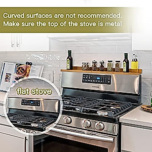 QINOL Stove Top Shelf for Kitchen Stove, 2pcs 15" Magnetic Oven Shelf Bamboo Spice Organizer for Kitchen Storage Fits Standard 30 Inchs Stove Width, Natural