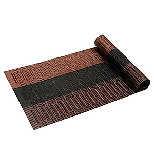 SHACOS Table Runners Woven Vinyl Table Mats 12x54 inch for Kitchen Dining Table Non Slip Washable, Ombre Coffee Black