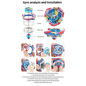 Bay Blades for 8-12 Spark Launcher Play Blade Blades for Boys, Bey Burst Toy Bayblayed Ultimate Valkyrie Battling Tops Bey Battle Burst LR Launcher Set Gaming Top Toys Gift Kids 6-8+
