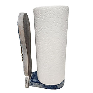 WorldBazzar Hand Carved FLIP Flop Blue Paper Towel Holder Wood Carving Nautical Statue Kitchen Gadget Sculpture