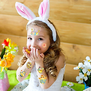 34 Metallic Glitter Styles Easter Temporary Tattoos for Kids, Easter Eggs Decorations Party Supplies Favors, Easter Tattoos Stickers for Boys and Girls (2 Sheets)
