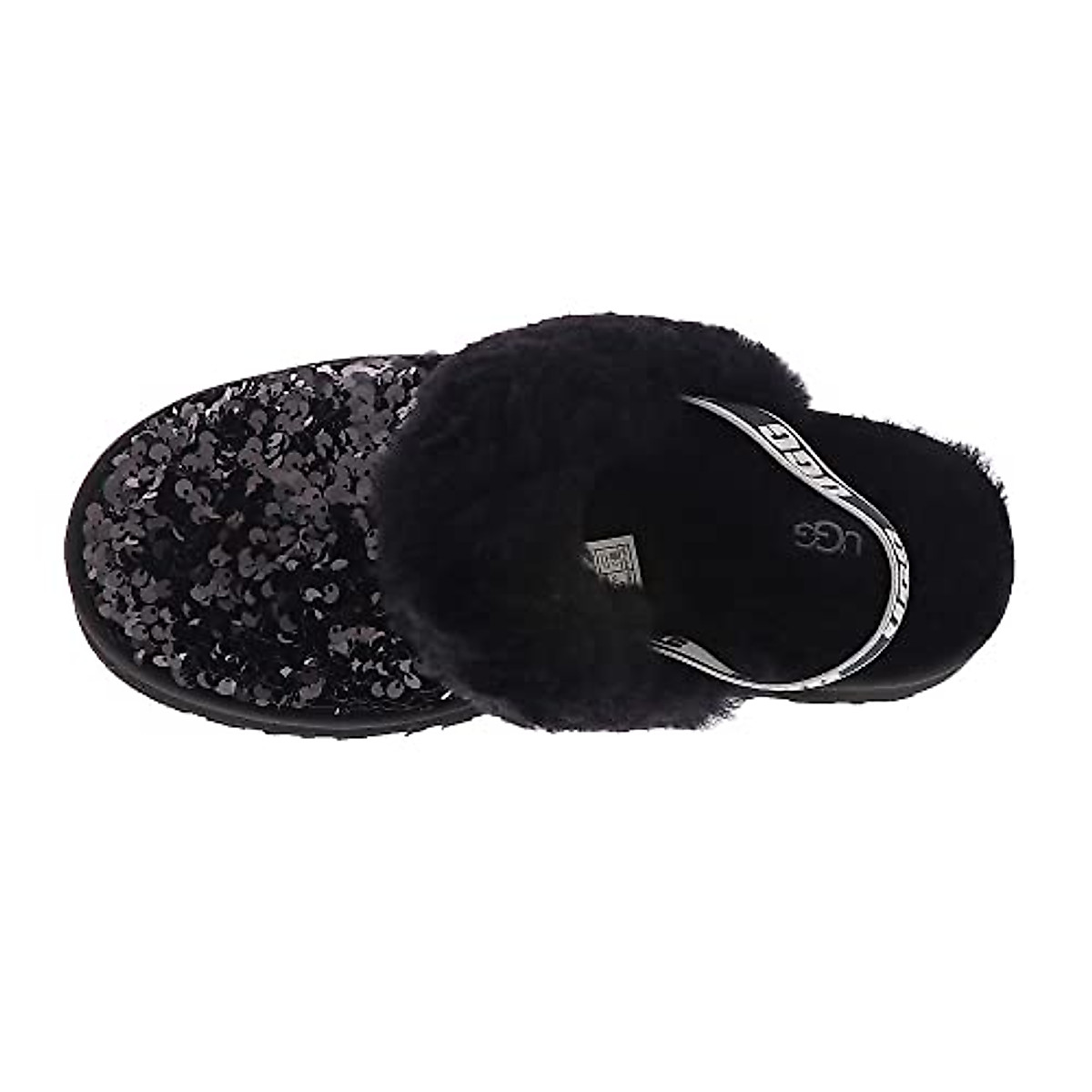 UGG Unisex-Child Funkette Chunky Sequin Slipper, Black, 6 Big Kid