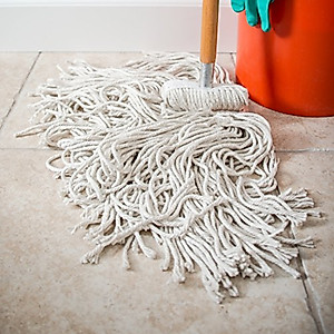 SPARTA Flo-Pac Mop Head Cut-End, Screw Top with White Band for Organized Cleaning, 18 Inches, White