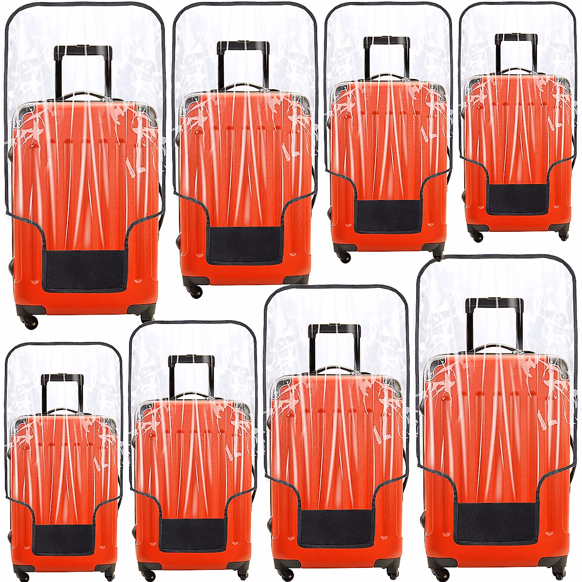 Reginary 8 Pieces Clear Luggage Cover PVC Waterproof Suitcase Cover Protector for Luggage Spinner Wheels Suitcase(20 Inches, 24 Inches, 28 Inches, 30 Inches)