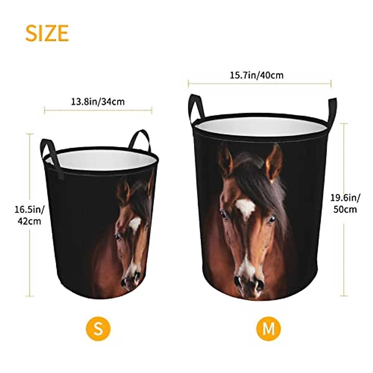 FeHuew Handsome Brown Horse Collapsible Laundry Basket with Handle Waterproof Hamper Storage Organizer Large Bins for Dirty Clothes,toys