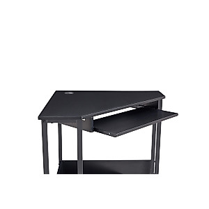 Daesar Triangle Computer Desk, Corner Desk with Smooth Keyboard Tray, Storage Shelves, Compact Home Office, Small Desk with Sturdy Steel Frame for Small Space, 28.34" L 24" W 30.11" H