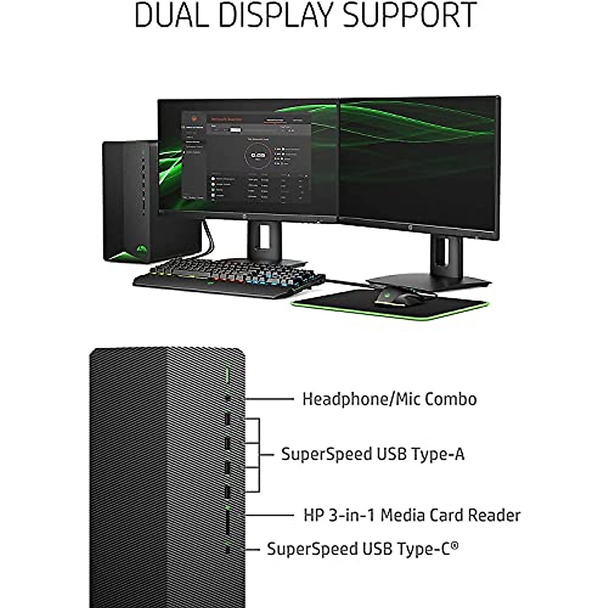 HP Pavilion Gaming Desktop TG01-1183w, Intel Core i5-10400F Processor up to 4.3 GHz, 8GB Memory, 256GB SSD, NVIDIA GeForce RTX 3060 Graphics Card(12 GB GDDR6) with Mousepad