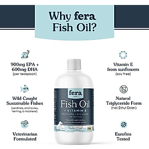 Fera Pets Probiotics and Fish Oil Bundle for Dog and Cat – All Natural Probiotics Powder with 5 Billion CFUs per Scoop – Omega 3 with DHA, EPA, Vitamin E for Brain Function & Immune Health (8oz.)