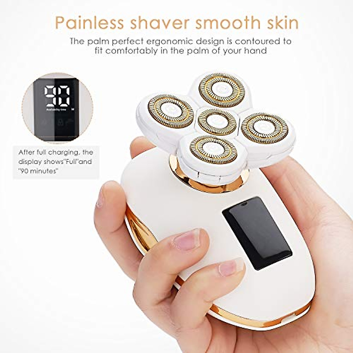 Electric Razor for Women Painless Leg Shaver Hair Remover for Leg Face Lips Body Arm Cordless Bikini Trimmer Lady Wet Dry Instant Shaver Waterproof and USB Rechargeable-Bald Head Shaver for Men