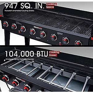 Royal Gourmet GB8003 Flat Top Grills Outdoor Cooking Propane Gas Grill and Griddle Combo, Outdoor Party or Backyard BBQ, Black