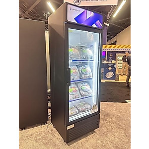 NAFCOOL Commercial Beverage Refrigerator Display Fridge, Tall Slim Single Door Merchandiser Drink Cooler with LED Light Adjustable Shelves,ETL and NSF Approval,18.5 Cu Ft,25" Wide