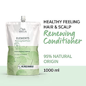 Wella Professionals Elements Gentle Renewing Conditioner| Gentle, Silicone-Free| Instant Detangling Conditioner| 1 Liter Pouch | 33.8 Fl Oz