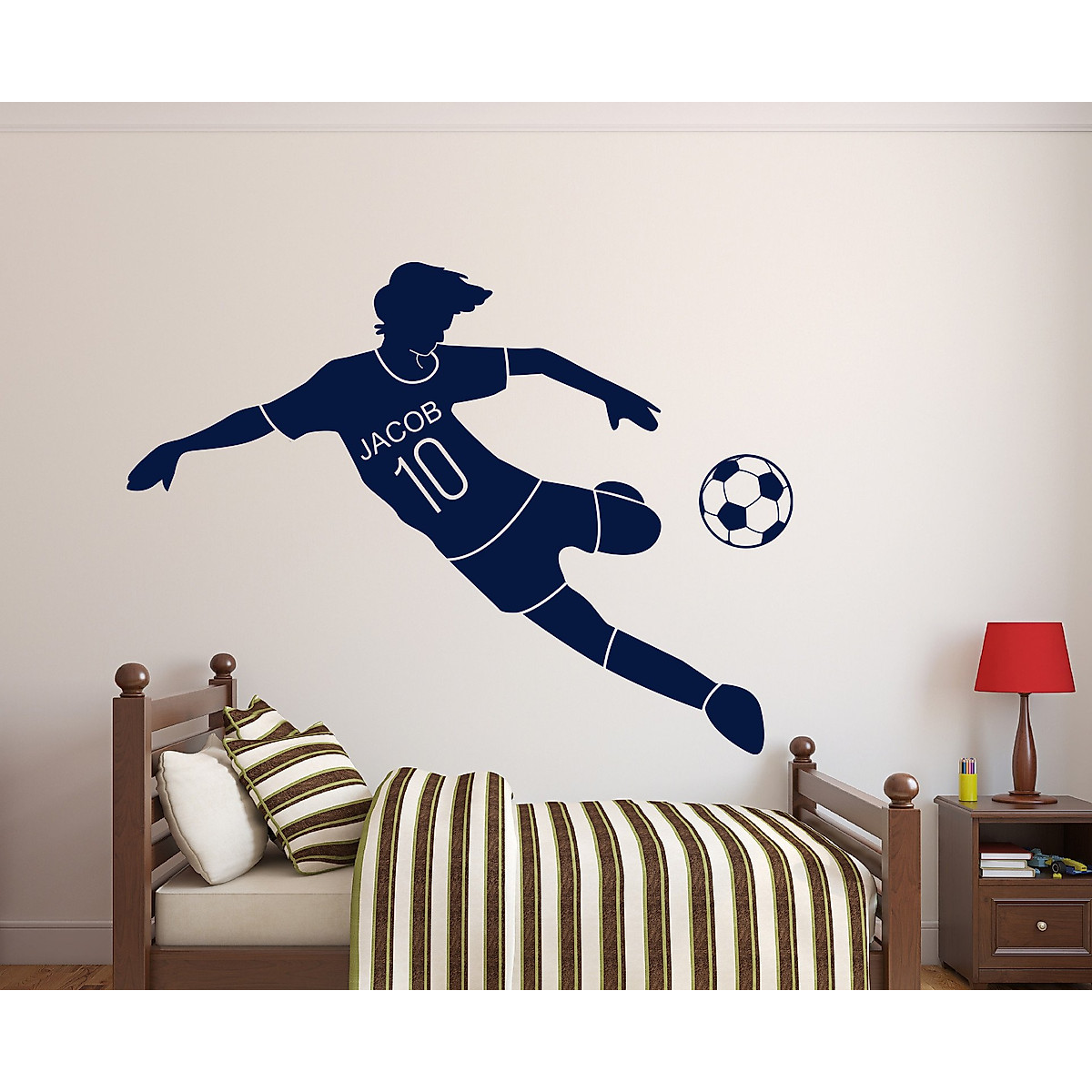 Custom Soccer Name Wall Decal- Nursery Wall Decals - Soccer Decals for Walls - (30Wx18H)