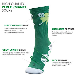 ChalkTalkSPORTS Lacrosse Athletic Mid-Calf Woven Socks | Lacrosse Shamrock Socks | Green