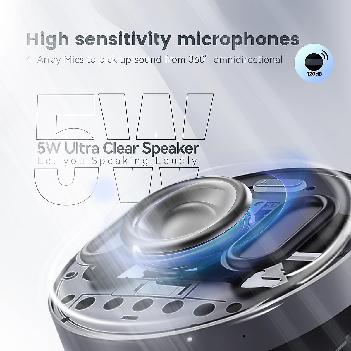 TONGVEO Bluetooth Speakerphones Conference Microphone,2 in 1 Daisy Chain Conference Speakers with Microphone,360° Voice Pickup Noise Reduction 8 Hour Call Time for up to 20 Attendees Meeting