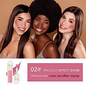 Ofanyia Liquid Blush, Soft Cream Blush Face Makeup, Moisturizing Lightweight Blendable Feel, Natural-Looking, Easy to Blend Soft Velvet Liquid Blusher for Cheek (02#)