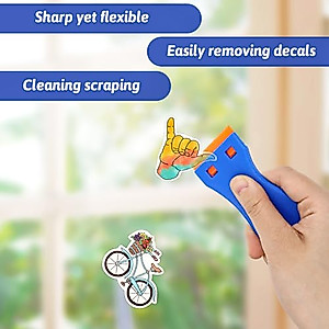 Plastic Scraper Portable Cleaning Scraper Replacement Window Scraper Scraper Tool with 10 Pcs Scraper Blades and 3 Pcs Double-Head Non Scratch Scraper for Sticker Labels Decals Cleaning