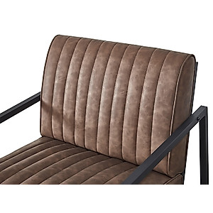 Brown Chairs, Living Room Accent Chair Armchair Leather Comfy Modern Home Furniture 25.98" L X 26.77" W X 29.53" H