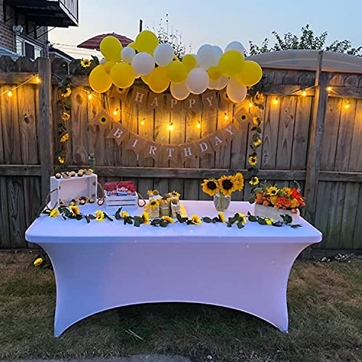 FORLIFE Spandex Table Covers 6ft，Fitted Tablecloth for 6ft Rectangular Tables, Stretch Patio Table Covers, Universal Spandex Table Cover for Wedding, Banquet, Party (6ft, White)