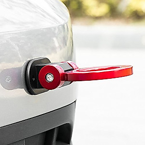 Qiilu Car Tow Hook Decor, Tow Hooks Kit Bumper Trailer Sticker Car Decorations Sticker for Auto Exterior Accessories (ONLY Decoration) Red
