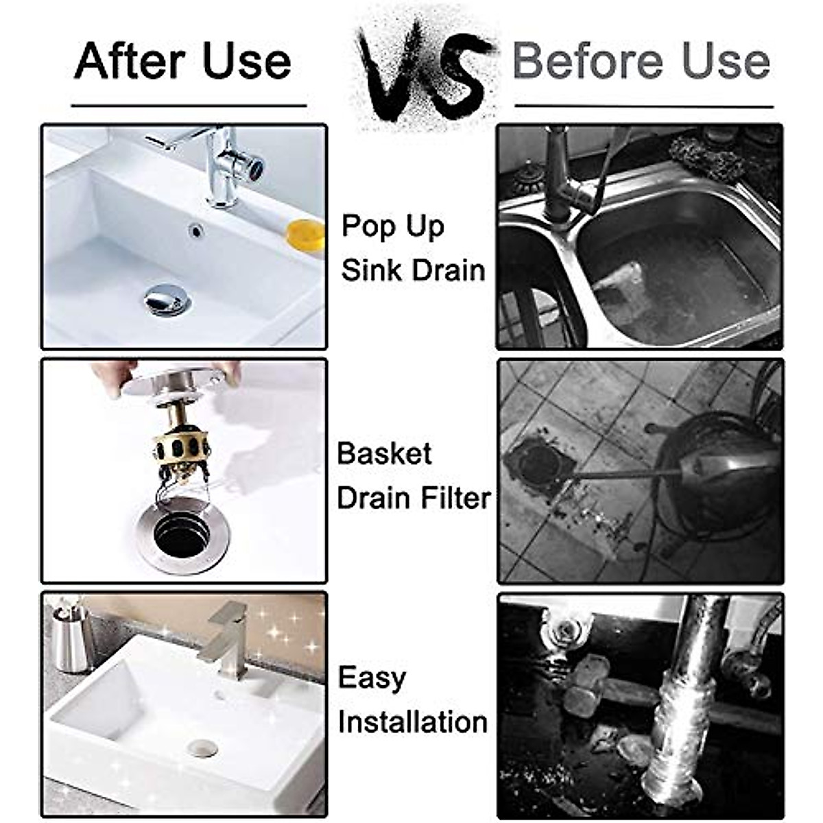 PTAbiao Basin Pop-Up Drain Filter Universal Wash Bounce Built in Anti Clogging Strainer Sink Shroom Drain Plug Strainer Cover for Kitchen Bathroom (2Pcs)