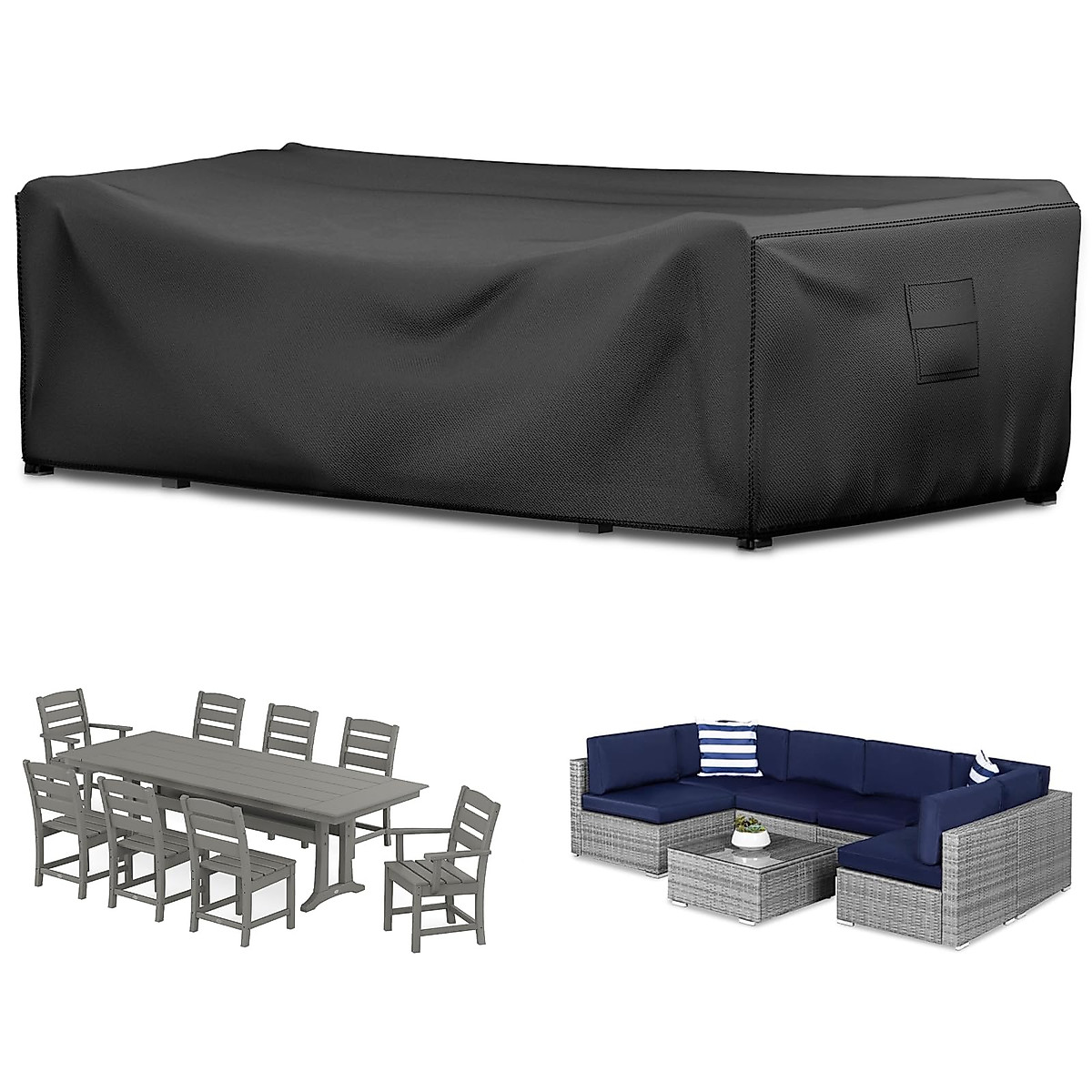 Patio Furniture Set Cover, Rectangular Waterproof Outdoor Table and Chair Set Cover,Furniture Cover for Sectional Sofa Set,Tear-Resistant Material Dust-proof Couch Cover. (108''Lx82''Wx28''H)
