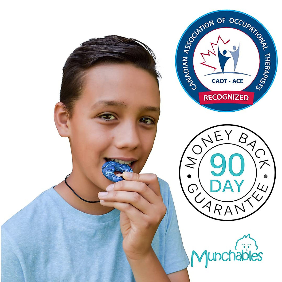 Munchables Scribbles Sensory Chew Necklace – Chewy Fidget Toy for Adults, Teens, Boys and Girls (Navy)