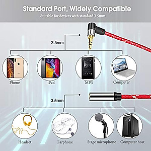 SIKAITE 3.5mm Male to Female Extension Stereo Audio Extension Cable 50ft, Cotton Thread-Braided Audio Extension Cable, Stereo Jack Cord for Phones, Headphones, Speakers, Tablets, PCs and More