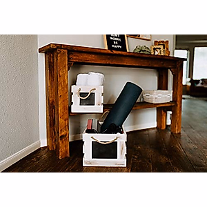 White Wooden Crates Decorative Set with Chalk Face and Rope Handles, Rustic Storage Crates (18 and 15 Inch)