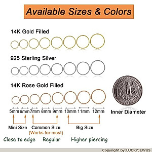 Small Gold Nose Ring Hoop for Women, Tiny Thin 14k Gold Filled Nose Piercing Hoop Jewelry 7mm 22G