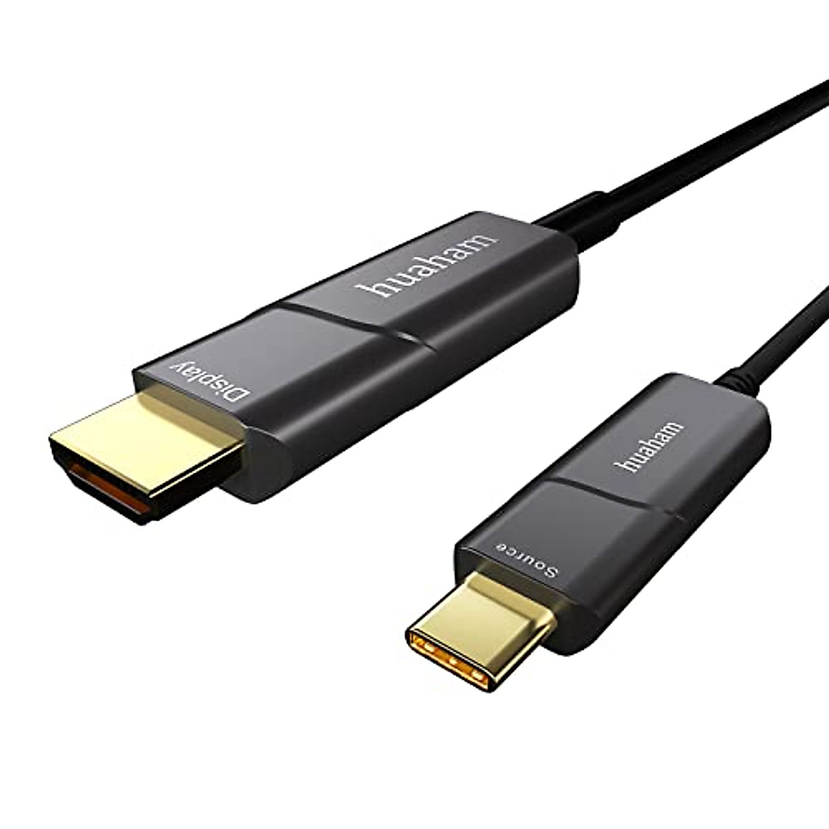 huaham Fiber Optic USB C to HDMI Cable 16.5ft, Type C to HDMI 2.0 Cable 4K@60Hz, Thunderbolt 3&4 Compatible with MacBook Pro/Air, Surface Go, Tablets, Laptops