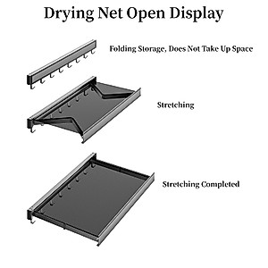 KATASKI Wall Mounted Drying Rack with Hooks, Drying Rack, Folding, Telescopic, Folding Drying Rack for Shoes, Socks, Underwear Drying Racks (Mesh Gray)
