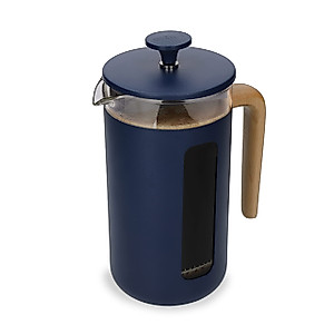 La Cafetière Pisa Cafetière, 8-Cup/1L, Heat-Resistant Borosilicate Glass and Stainless Steel with Easy-Grip Plunger, Large French Press Coffee Maker for Loose Tea and Ground Coffee, Navy