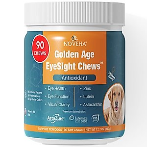 NOVEHA Eye Supplement for Dogs (90 Chews)- Vision Support with Lutein + Vitamin C & Astaxanthin Antioxidants - Dog Vitamins for Eyes + Fish Oil for Omega 3 EPA - Made in USA