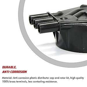 Ignition Distributor Cap and Rotor Kit Compaitble with Chevy CMC 4.3 Vortec 1996-2005 Astro, 1995-2005 Blazer, 1995-2004 S10, 1999-2006 Silverado, 1995-2001 Jimmy with Replace OE # D328A 10452458 D465