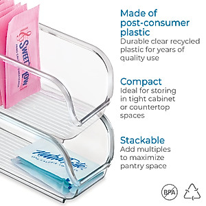iDesign BPA-Free Plastic Sugar Packet Holder and Organizer, The Linus Collection - 2.25" x 4.5" x 2", Clear