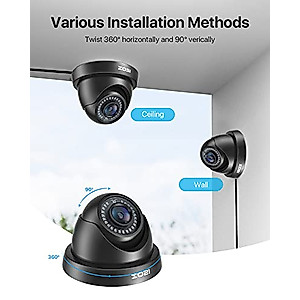 ZOSI 2.0MP FHD 1080p Dome Camera Housing Outdoor Indoor (Hybrid 4-in-1 CVI/TVI/AHD/960H Analog CVBS),24PCS LEDs,80ft IR Night Vision,CCTV Security Camera with 105° Wide Angle