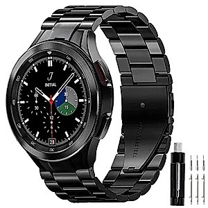Samsung Galaxy Watch 6 Band Classic 43mm 47mm 40mm 44mm, Samsung Galaxy Watch 5 Band Pro 45mm 40mm 44mm, Samsung Galaxy Watch 4 Band Classic 40mm 44mm 42mm 46mm, No Gap Band Men Solid Stainless Steel (43/47/45/40/44/42/46mm, Black)