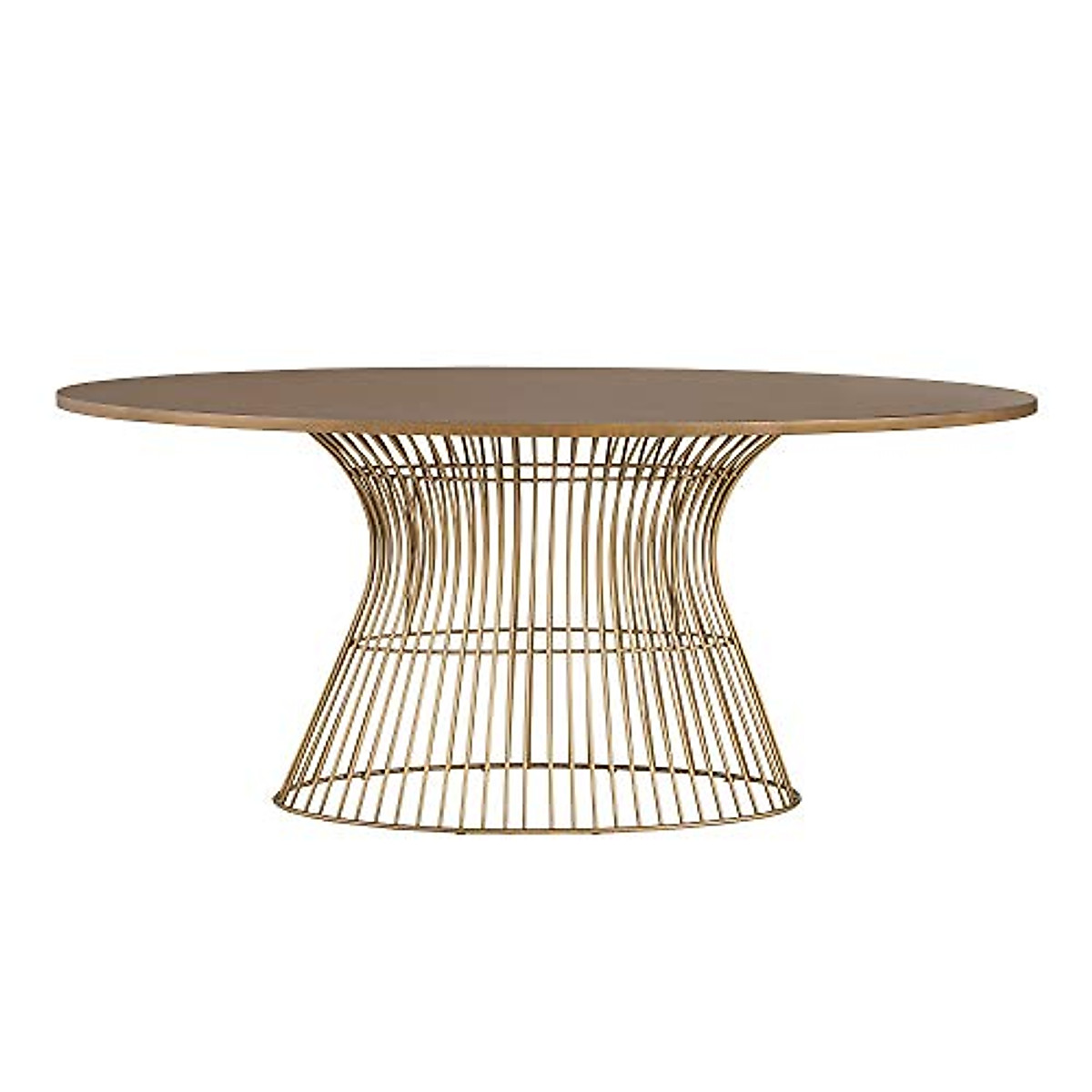INK+IVY Mercer Dining Oval Solid Wood Tabletop, Metal Wire Frame Base Mid-Century Modern Style Dinner Tables, 70" Wide, Bronze
