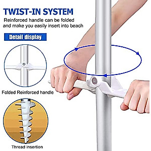 AMMSUN 6.5ft twice folded Portable beach umbrella with sand anchor windproof,Push Button Tilt and Air vent UV 50+ Protection Fits in a large Suitcase for Patio Garden Beach Pool Backyard Blue