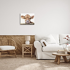 Stupell Industries Cute Baby Cow Animal Watercolor Painting Canvas Wall Art Design By Artist George Dyachenko