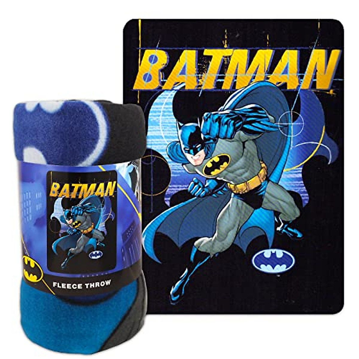 Detective Store DC Comics Batman Fleece Blanket Bundle - Batman Blanket Bundle with Batman Socks, Stickers and More for Kids Adults Children (Batman Bed) 45” x 60”
