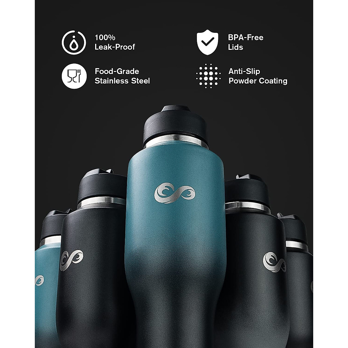 INSPI 40oz Insulated Water Bottle Fits in Car Cup Holders, Stainless Steel Water Bottle Tumbler with Straw Spout Lid & Stickers, Double Wall Travel Flask Keep Cold for 24 Hrs, Hot for 12 Hrs, Indigo