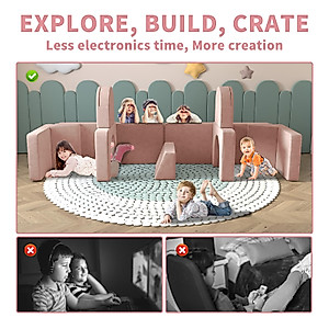 wanan Kids Couch 12PCS, Modular Kids Play Couch for Playroom Bedroom, 12 in 1 Multifunctional Kids Sofa for Playing, Creativing, Sleeping, Indoor Toddler Couch for Boys and Girls(Grey)